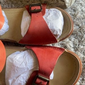 Kickers | Shoes | Kickers Red Leather Sandals Womens Us95 Euro 4 | Poshmark